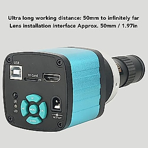 Microscope Camera, Portable 2MP Aluminum Alloy 4K Video Industrial Microscope Camera 1080P 100‑240VAC 130X for Home (US Plug)