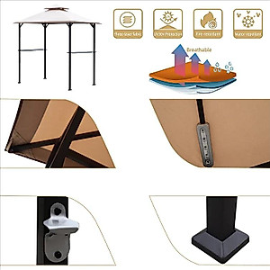 Hofzelt 8x5 Gill BBQ Tent Outdoor Canopy, BBQ Gazebo for Outdoor Backyard BBQ Family Gathering Dinners (Str 8'X5', Cream)