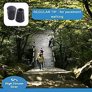 High Stream Gear trekking poles accessories. A replacement set of 2 rubber tips and 2 mud baskets for all weather and all terrain. Fits most standard trekking/hiking/walking poles/sticks