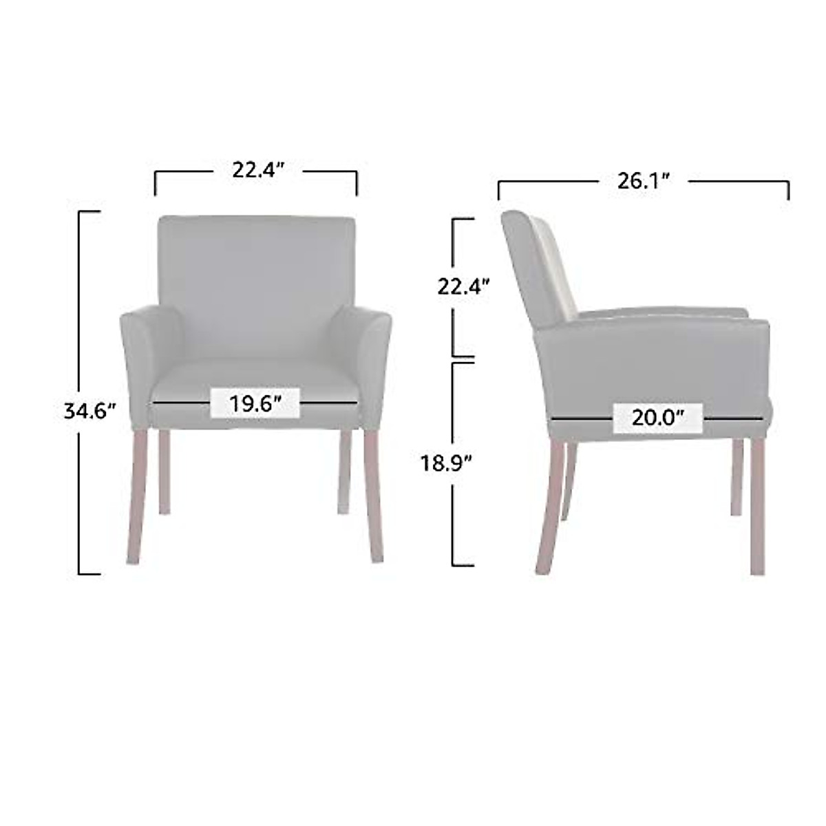 Amazon Basics Classic Reception Office Chair with Mahogany Wood Finish Legs - Black