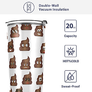 innewgogo Cute Poop 20 oz Stainless Steel Vacuum Insulated Tumbler for Women Men Reusable Water Bottle with Leak-proof Lid & Straw Reusable Cup for Home Office School Gym Water Iced Tea Coffee