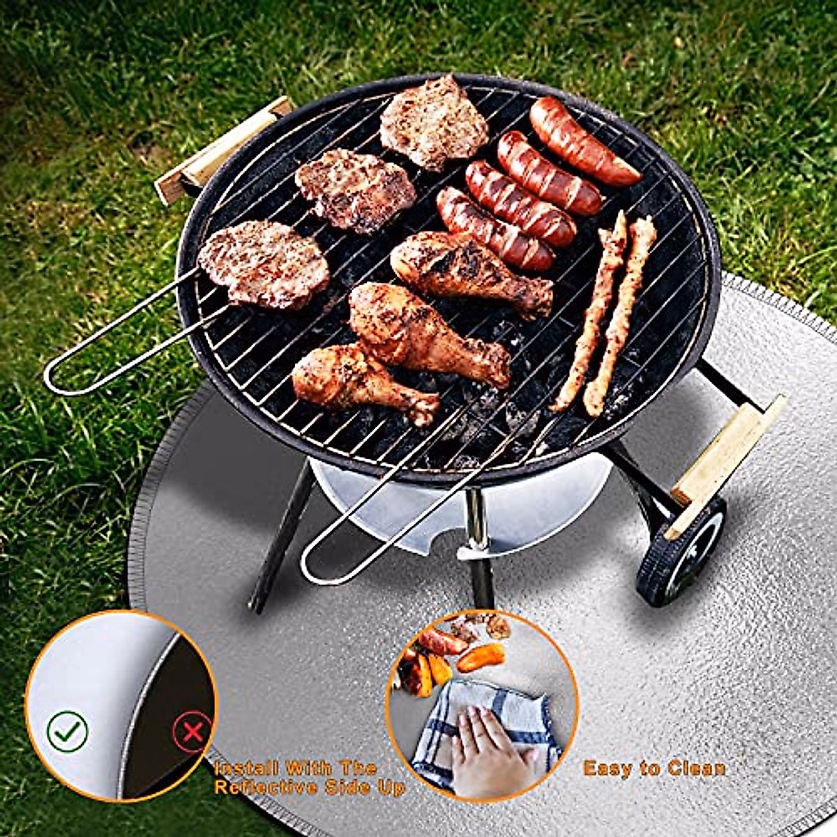 ToHayie Fire Pit Mat, Fire Mat for BBQ Grills, Perfect for BBQ, Smokers, Grills - Protects Porch, Patio, Deck, Wood, Grass, Stone, Composite from Burns - Heat Resistant Fire Pit Mat (26 inch)