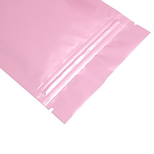 100 Double-Sided Glossy Pink Flat Foil Zip Top Sample Food Safe Packaging Powdered Storage Bags (3oz, Glossy Pink)