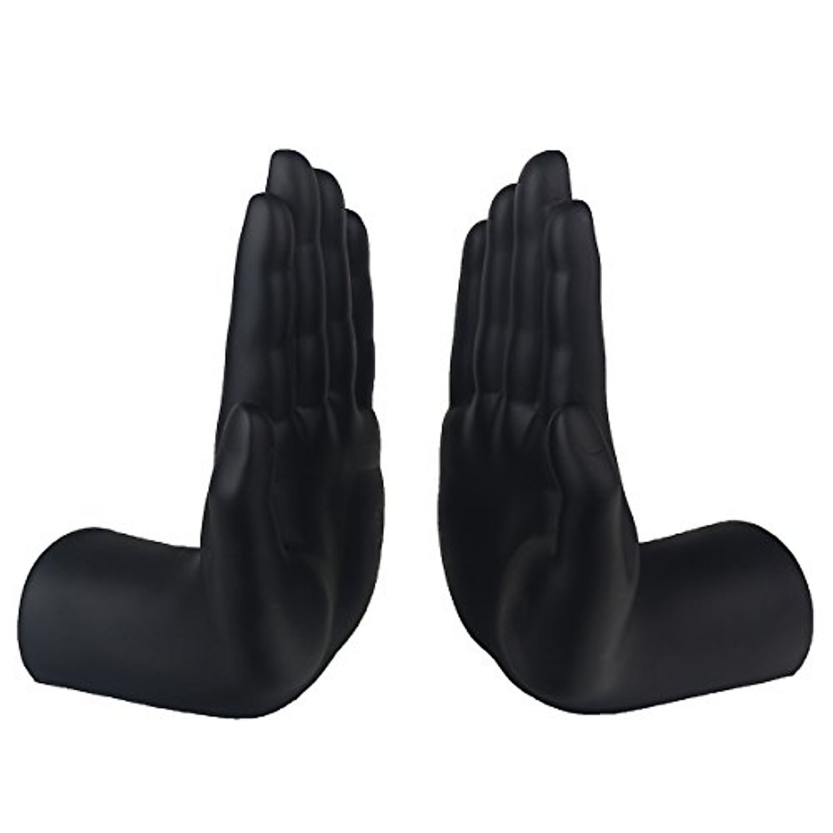 JHP Black Hand Bookends, 6.7Inch Tall Classic Decorative Resin Book Shelf Organizers with Left and Right Hands Book Stopper (Hand)