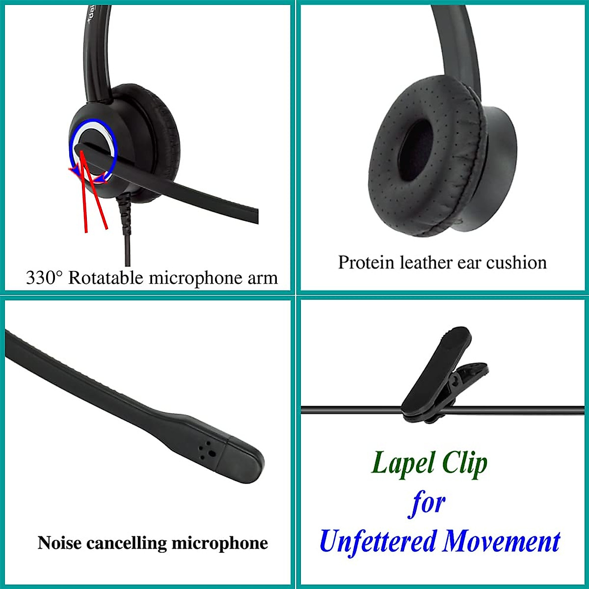 Avaya Headset HD Voice with HIS Adapter Compatible with Avaya 1600, 9600, J100 Series IP Phones Model, Plus 3.5mm Adapter for Smartphone