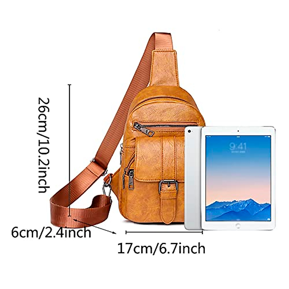 2023 Chest Bag for Women Crossbody Bag in Leather with Pockets Waterproof Sling Bag Trendy Shoulder Backpack for Travel