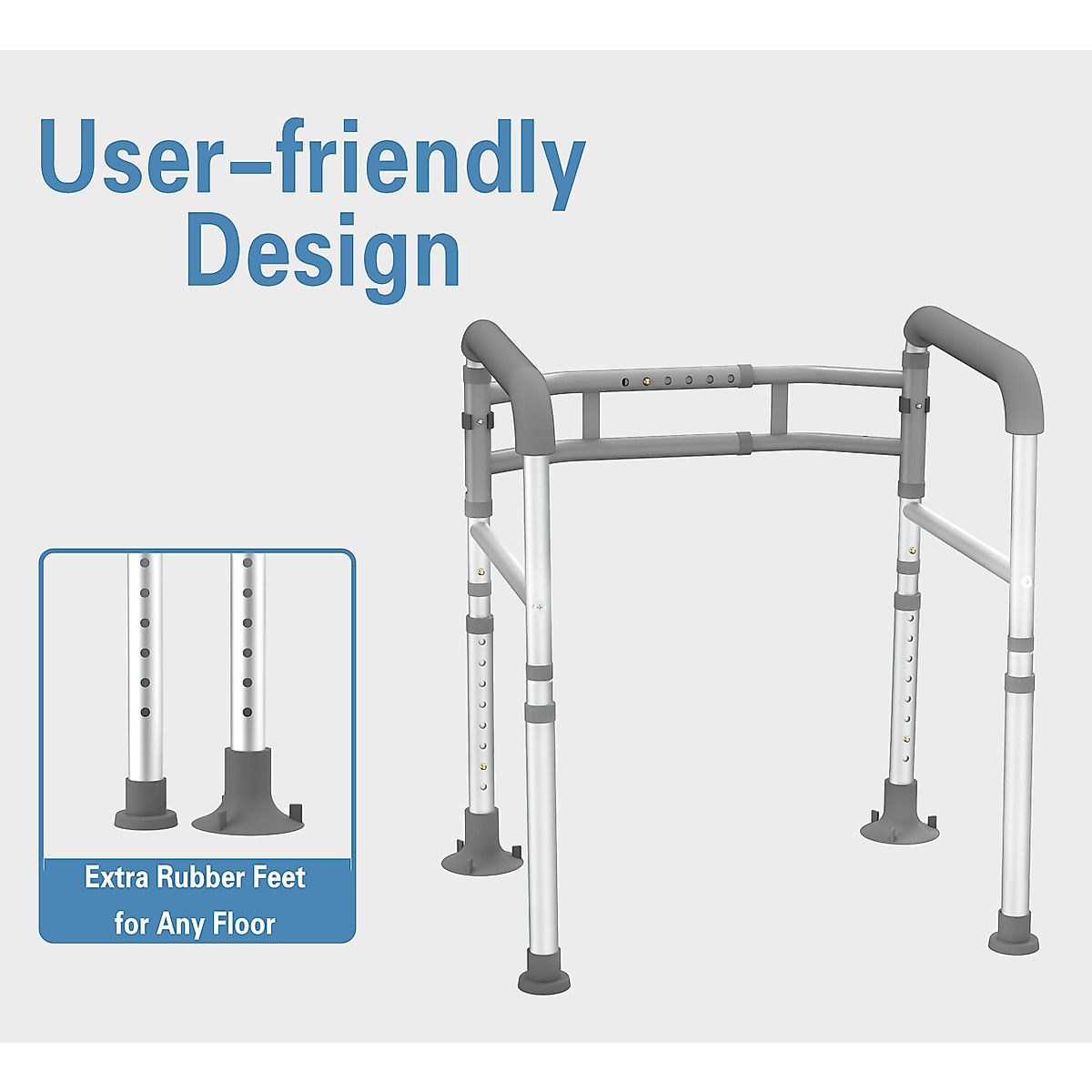 Delog Toilet Safety Rails 350 lb - Adjustable Toilet Safety Frame & Rails, Toilet Safety Rail for Elderly Adults, Toilet Handles for Seniors, Toilet Bars for Elderly & Handicap