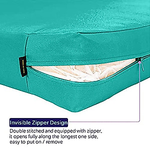 idee-home Patio Cushion Covers Replacement, Outdoor Cushion Slipcovers, Waterproof Chair Seat Cover for Sofa Couch Furniture Outside Zipper Design, 6 Set 22 Inchx20 Inch Peacock Blue