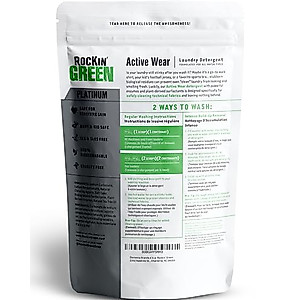 Rockin' Green Laundry Detergent, Plant based, All Natural Laundry Detergent Powder, Vegan and Biodegradable Odor Fighter, Safe for Sensitive Skin (Active Wear 90 Loads - Freshwood Mac)