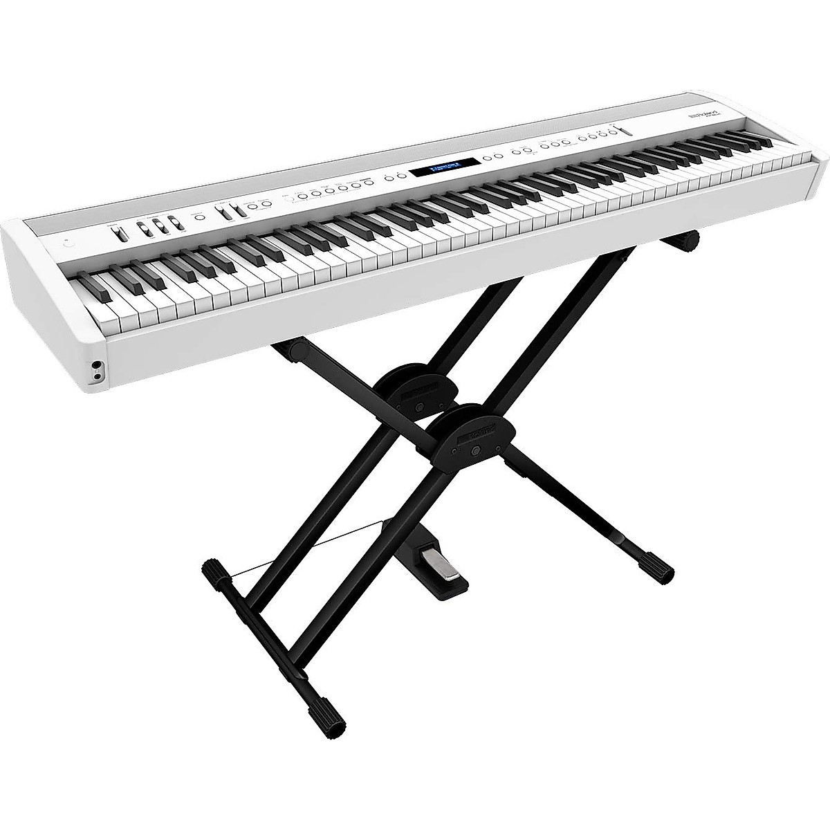 Roland FP-60X 88-Key Digital Piano - White Bundle with Adjustable Stand, Bench, Deluxe Sustain Pedal, Instructional DVD, Online Piano Lessons, and Austin Bazaar Polishing Cloth - White