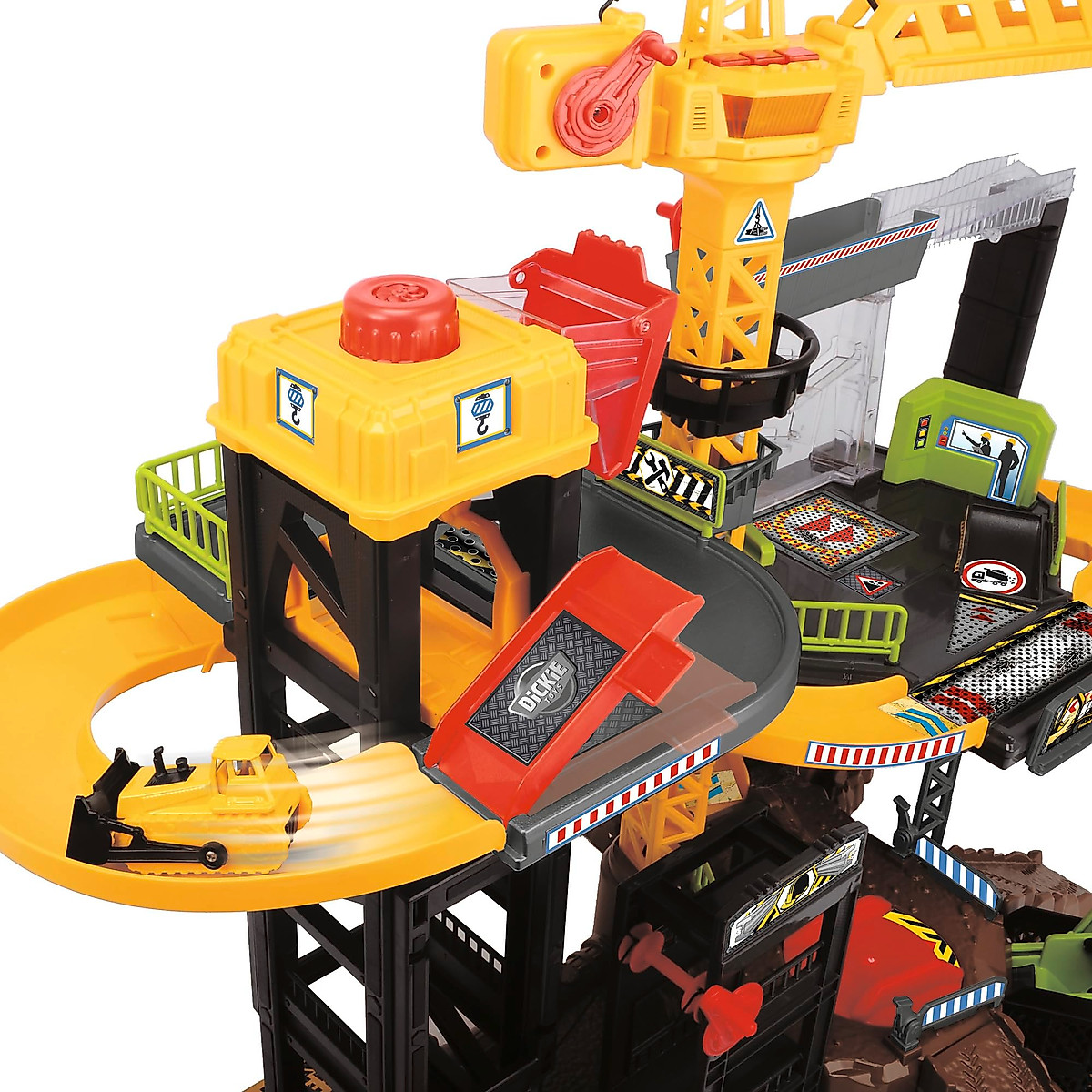DICKIE TOYS Construction Playset with 4 Die-Cast Cars