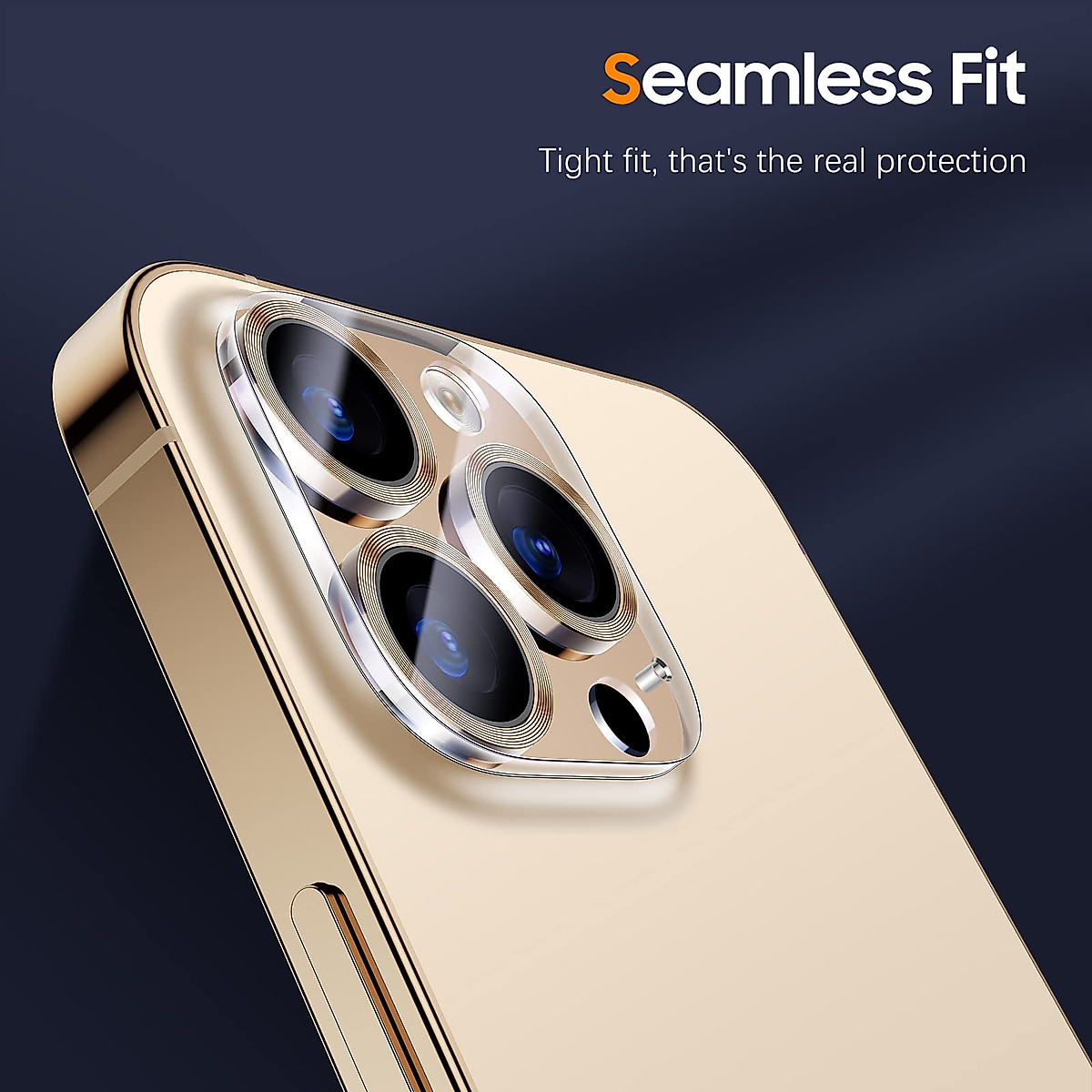UniqueMe [3 Pack Compatible for iPhone 14 Pro Max/iPhone 14 Pro Camera Lens Protector,[Case Friendly][Scratch-Resistant] - Gold