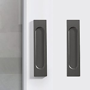 Fanruier 2PC Punch-Free Sliding Door self-Adhesive Handle Window Glass Door Kitchen Door Cover Door Sliding Door Handle Double-Sided Adhesive Paste (Grey)