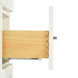 ARIEL 55" White Bathroom Vanity with 1.5" Edge Italian Carrara Marble Countertop & Splash, Rectangular Sink, 2 Soft Closing Doors, 4 Full Extension Dovetail Drawers, Toe Kick, Brushed Nickel