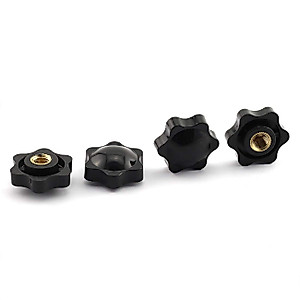 ZRM&E 6PCS 31# M8 Knurled Grip Knob Head with Copper Threaded Insert Plastic Hexagon Shape Thumb Knob