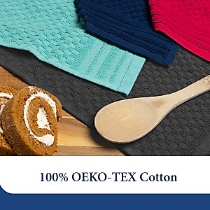 Cosy House Collection 2-Pack Pattern Decorative Kitchen Towel Set - 100% Cotton Dish Cloths for Washing & Drying - 15" x 25" Soft & Absorbent Tea Towels - (Checkerboard, Burgundy)