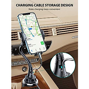 𝗨𝗽𝗴𝗿𝗮𝗱𝗲𝗱 15'' Cup Holder Phone Mount [𝗦𝘁𝗮𝗯𝗹𝗲 & 𝗦𝗲𝗰𝘂𝗿𝗲] Cup Phone Holder for Car, Adjustable Long Neck Phone Cup Holder for Car, Truck, SUV, Fit for iPhone 14 13 Pro Max, All Phones