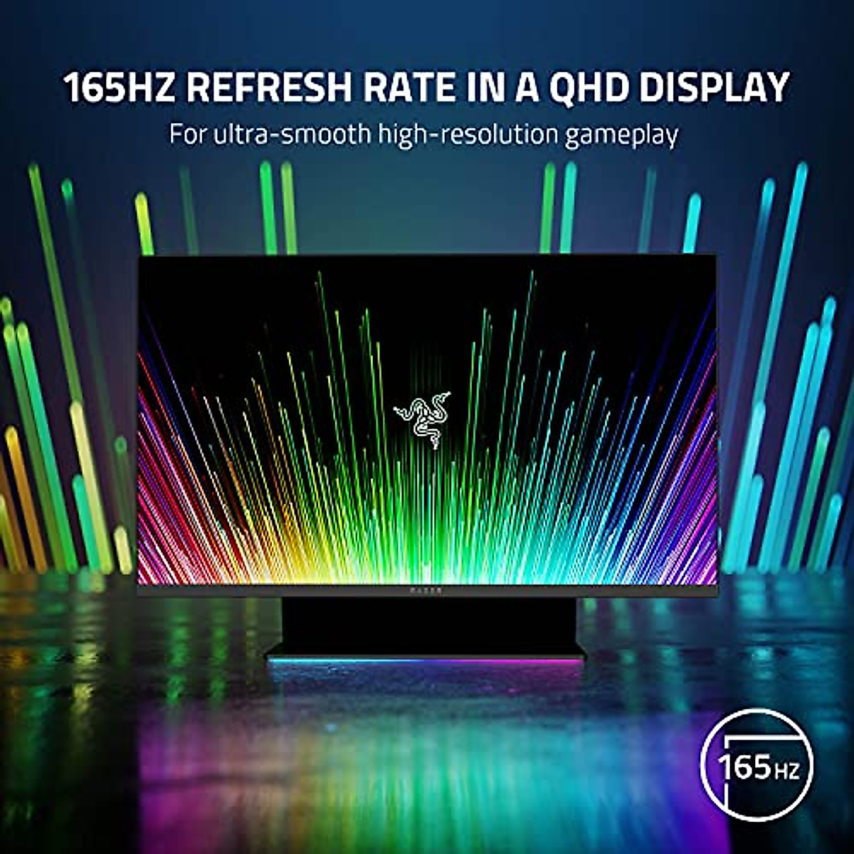 Razer Raptor 27" Gaming Monitor: WQHD (2560x1440) - IPS-Grade - 165Hz - 1ms Response - HDR 400 - NVIDIA G-Sync Compatible & AMD FreeSync - Solid Aluminum Base Chroma RGB