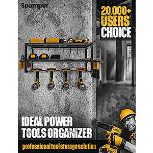 Power Tool Organizer with Charging Station, Drill Holder Wall Mount, Garage Storage Rack for Handheld, Metal Tool Shelf, Utility Rack for Cordless Drill & Power Tools, Gifts for Father's Day