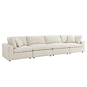 Modway Commix Down-Filled Overstuffed Upholstered 4-Piece Sectional Sofa Set