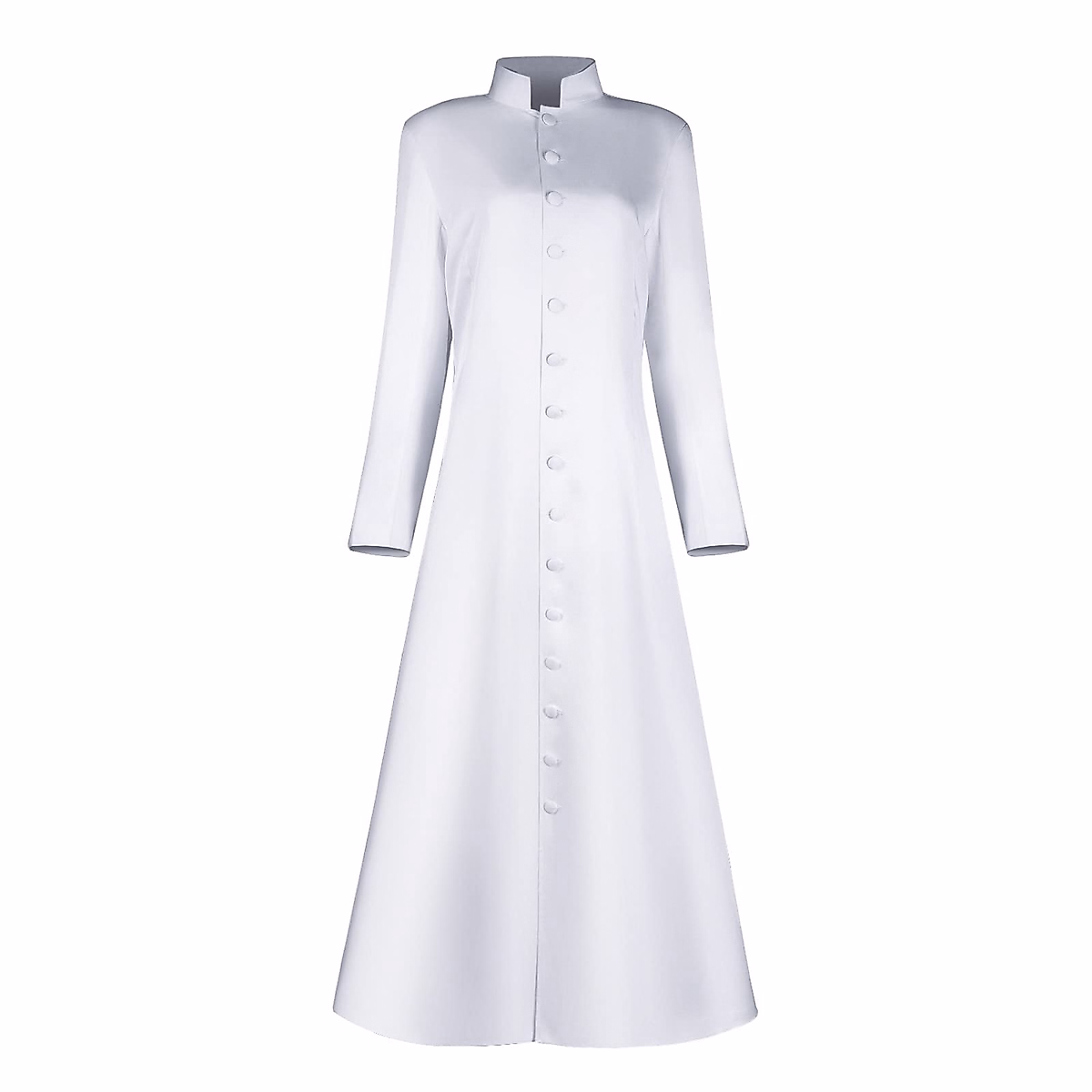 Guoxxzi Women's Cassock Choir Cassock Minister Robe Clergy Pulpit Liturgical Vestment Preacher Church Robe with Buttons White
