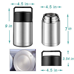 Flantor Insulated Food Jar, Food Jar 33oz Vacuum Insulated Stainless Lunch Container with Bag, Hot Food Lunch Box with Handle and Lid, Leakproof Vacuum Insulated Soup Container