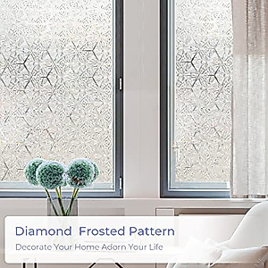 SUNBABY Window Film Privacy Decorative: 3D Window Privacy Film Stained Glass Window Film Frosted Glass Window Film Sun Blocking (17.5 * 78.7 Inch)