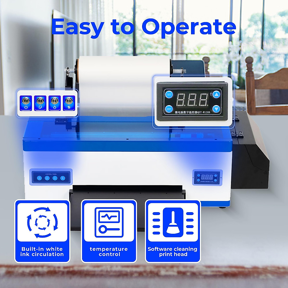 PUNEHOD DTF Transfer Printer A3 L1800 T Shirt Printer for Fabrics, Leather, Toys, Swimwear, Handicrafts, T Shirt, Pillow, Other Textile.(DTF Printer + Oven+6X 500ml Ink)