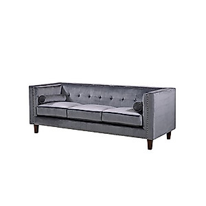 US Pride Furniture Modern Style 83'' Wide Living Room 3 Seater Grey Soft Cushion & Solid Wood Legs (S5369N-S5372N S) Sofas