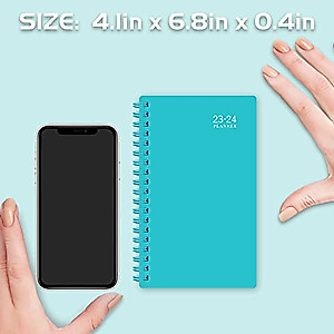 2023-2024 Pocket Planner/Calendar - Weekly & Monthly Pocket Planner, JULY 2023 - JUNE 2024, 6.8" x 4.3", Strong Twin - Wire Binding, Plastic Cover, Round Corner