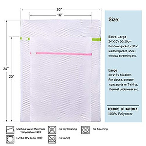 SPLF 4 Pack Extra Large Heavy Duty Mesh Laundry Bags, Durable Delicates Net Wash Bag for Bra Lingerie, Underwear, Socks, Sweaters and Garment, Travel Organization Washing Bag