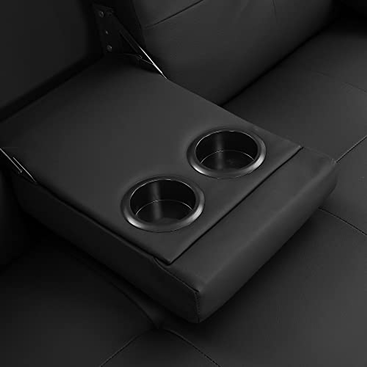 BMMB PU Leather Convertible Futon Sofa Bed Upholstered Modern Sleeper Couch with Detachable Armrests 2 Cup Holders Stainless Steel Legs, Suitable for Living Spaces, Apartments (Leather, Black)