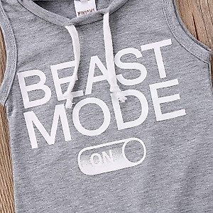 Newborn Infant Baby Boy Beast Mode Sleeveless Short Romper Jumpsuit Summer Clothes (Gray, 6-9 Months)