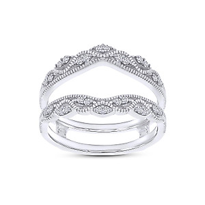 Wishrocks 1/5 Carat Round Cut White Natural Diamond Vintage Style Ring Guard Wrap Solitaire Enhancer Jewelry For Women In 14k White Gold Over Sterling Silver (0.20 Cttw, Color- I-J, Clarity- I2-I3)