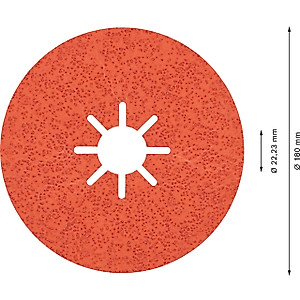 Bosch Professional 2608621828 25-Piece Prisma Ceramic Fibre Sanding Disc R782 (Metal and Stainless Steel, Ø 180 mm, grit G36, Accessories for Angle Grinders)