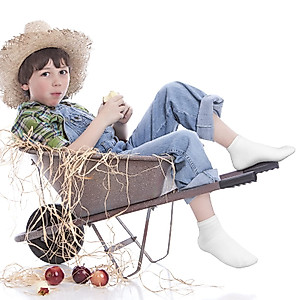 Cooraby 15 Pairs Kids' Half Cushion Low Cut Socks Teens Ankle Socks for Big Boys or Girls (Black, Gray, White, 8-10 Years)