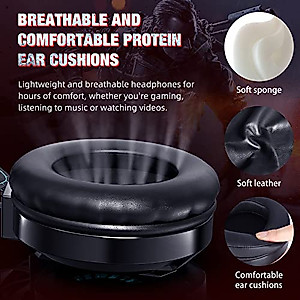 ONIGAL Gaming Headset with Microphone for PlayStation 5, Double Head Beam Suspended Soft Soft Memory Earmuffs, 7.1 Surround Sound Wired Headset LED Light for PS5, PC, PS4, iMac, Laptop