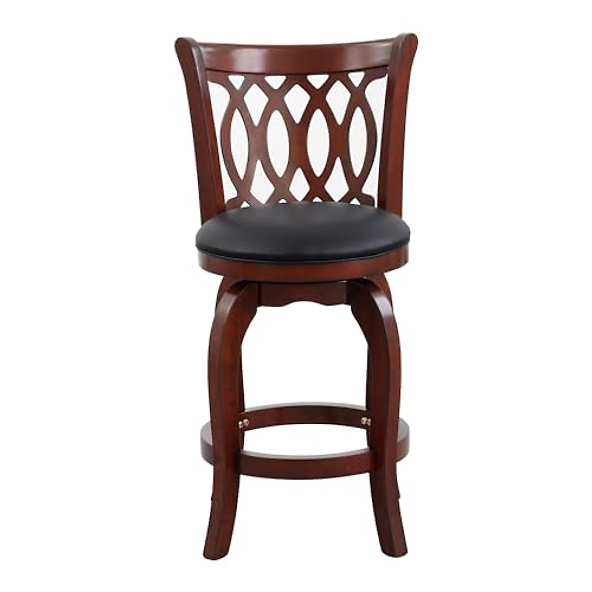 Homelegance Shapel Scroll Back Swivel Counter Height Barstool, 24.5" SH, Dark Cherry