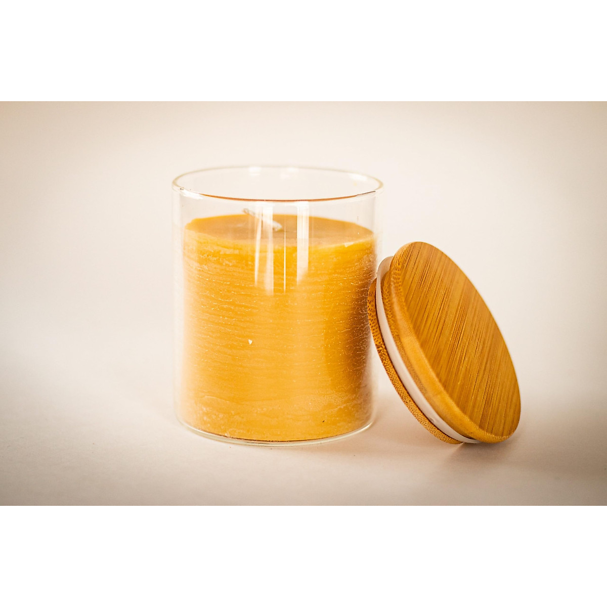 BeeTheLight Beeswax Jar Candle - 100% Pure USA Bees Wax in Glass Container - All Natural Light Honey Scent