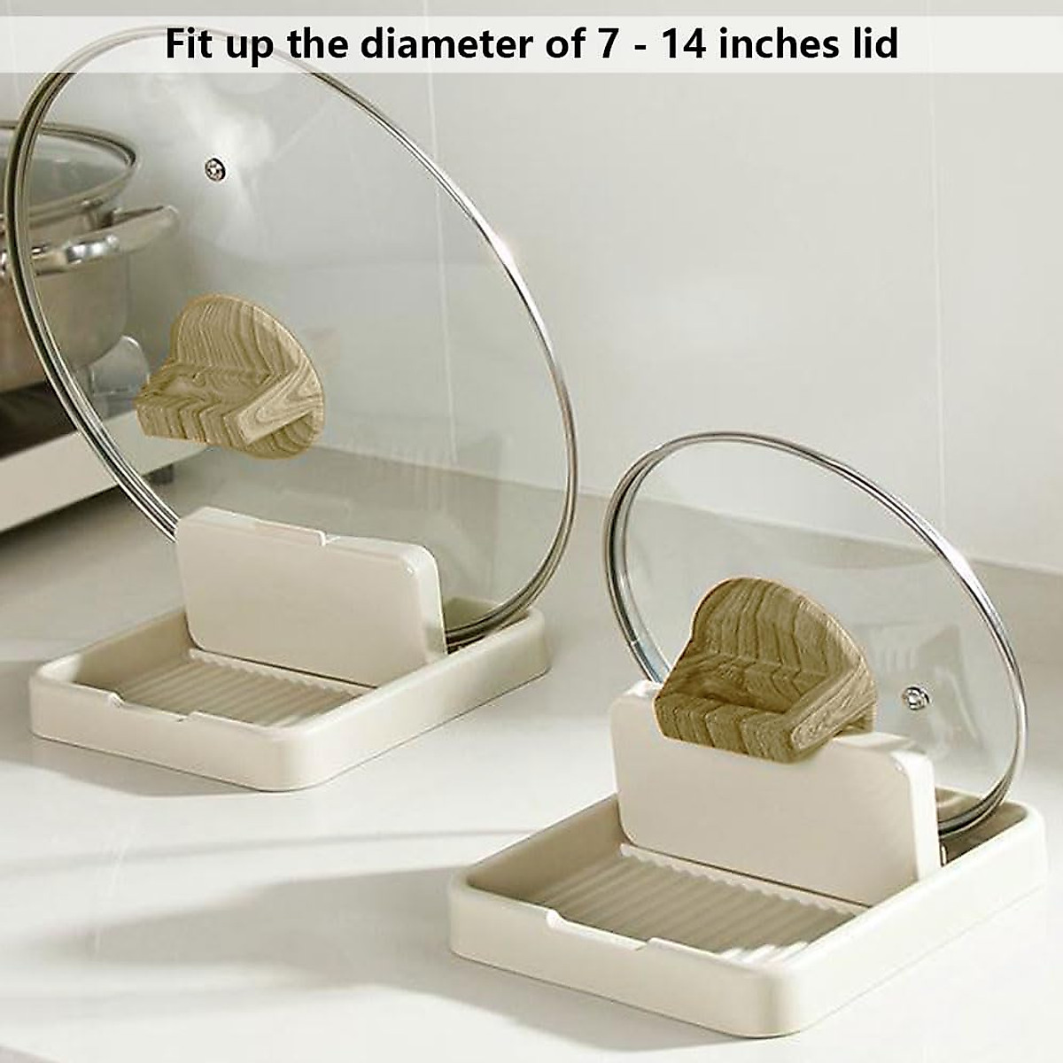 1 Pack Spoon Rests with Lid Holder for Multiple Utensils, Utensil Rest & Spoon holder for Kitchen Counter, Stove Top, Heat Resistant Kitchen Utensil Holder for Spatulas Holder, Pot Lid, Tongs, Ladles