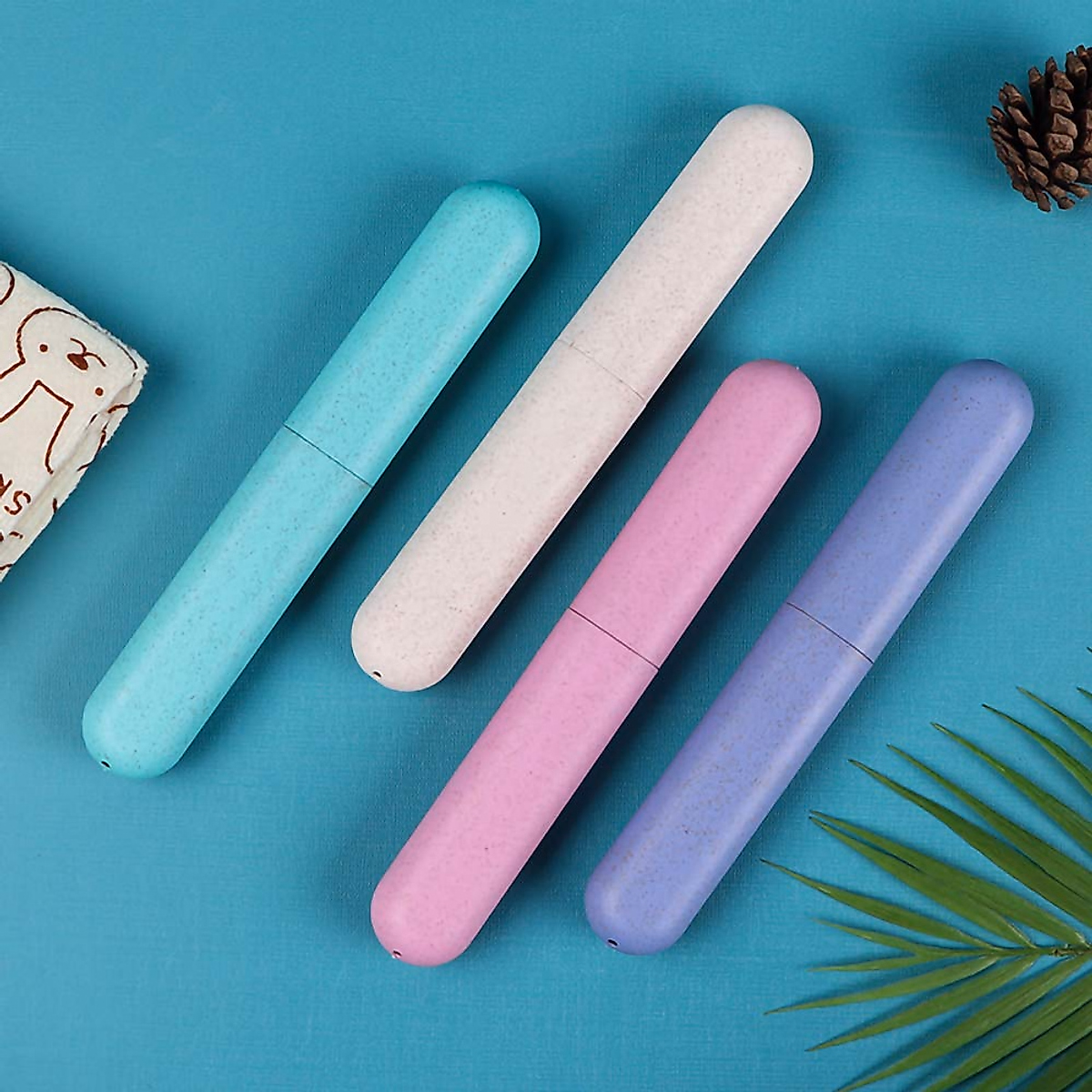 Travel Toothbrush Case Plastic Portable Toothbrush Holder for Travel, Business, Home, Camping, School(2 Pcs, Pink)