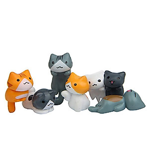 Mini Cute Cats Miniature Garden Micro Kitty Landscape Ornament Decorations Home Succulent Bonsai Plant Pots Craft Decor (Random Style)