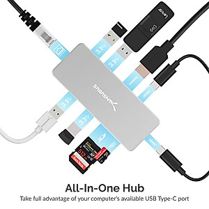 SABRENT USB C Hub,9 in 1 to HDMI 2.0 4K 30Hz Adapter with 1 Gbps RJ45 Ethernet,Pd Type C Pass Through Charging Port, SD/MicroSD, 2 USB 3.1 Ports, Laptop Docking Station MacBook(HB-UHPN)