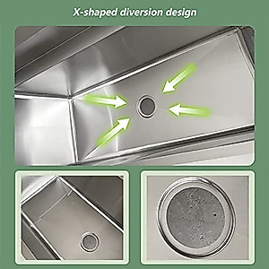 Freestanding Stainless Steel Sink, Utility Sink,1 Compartment Commercial Kitchen Sink,Kitchen Sink Industrial Sink,Commercial Sink Industrial Sink(40in)