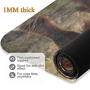 GOODOLD Highland Cow Yoga Mat, 71 x 26 Inch Non-slip Yoga Mats Folding Travel Exercise Mat Indoor Outdoor Gym Pilates with Storage Bag for Women Men