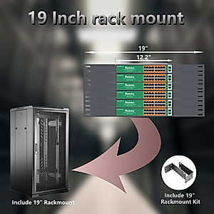 Reidubo 18 Ports Gigabit PoE Switch,16 Port Gigabit PoE+ Network Switch with 2 Uplink Gigabit Ports, 250W, Unmanaged, 19-inch Rackmount, Fanless Quiet Operation, Compatible with AP WiFi6, PoE Cameras