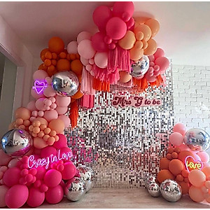 Woaipati Tropical Luau Party Garland Arch Kit, 151pcs Magenta Apricot Orange Macaron Red Balloons for Hawaiian Beach Pool Theme Aloha Party Birthday Baby Shower Supplies Summer Party Decorations