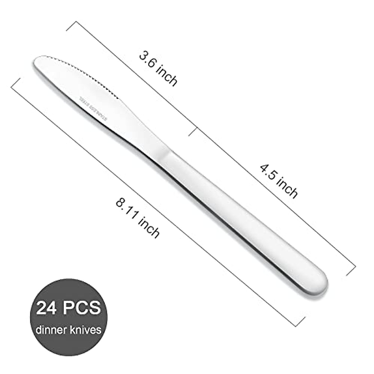 Funnydin 24 Pieces Dinner Knives Set, 8.1" Inches Table Knives Set, Durable Butter Knife, Food Grade Stainless Steel Dinner Knife, Cost-effective Knives Silverware - Mirror Polished, Dishwasher Safe