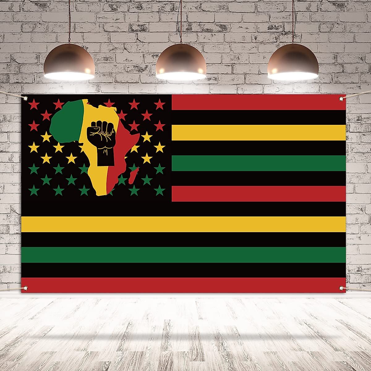 Black History Month Backdrop Banner Star and Stripes Juneteenth African American Holiday Photography Background Wall Decoration