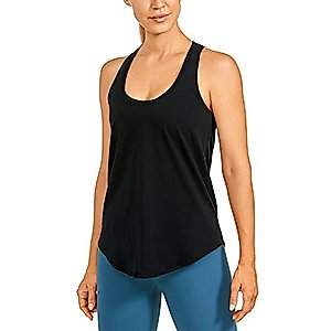 CRZ YOGA Women's Racerback Workout Tank Tops Loose Fit - Soft Pima Cotton Athletic Yoga Shirts Lightweight Black Small